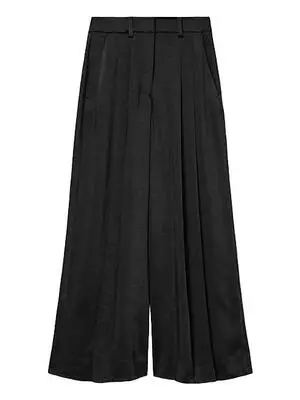 ALLSAINTS Poppy Pleated Satin Trousers - Black
