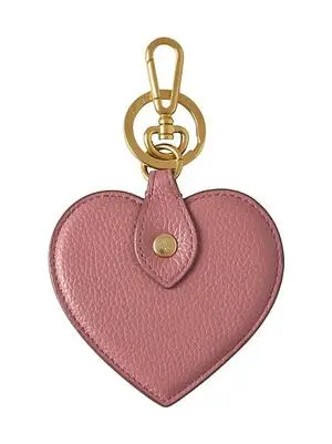 Mulberry Heart Grained-leather Bag Charm - Pink Scrumpy