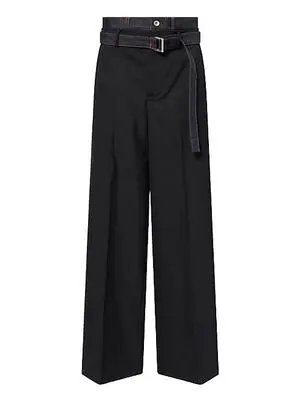 Sacai Denim-contrast Tailored Woven Trousers - Black Indigo