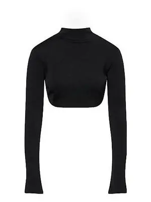 MUGLER Mock-neck Open-back Knitted Top - Black