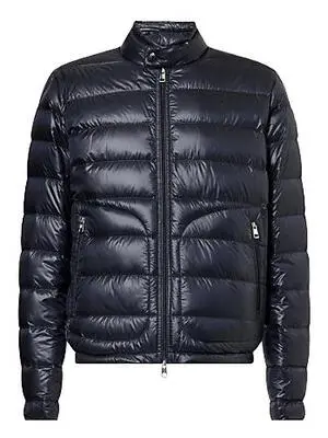 Moncler Acorus Short Shell-Down Jacket Blue