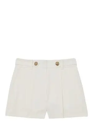 REISS Front-pleat Tailored Woven Shorts - Cream