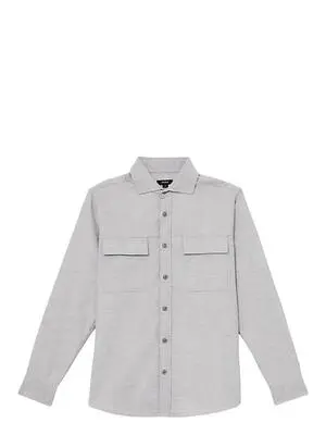 REISS Chamber Double-pocket Brushed Stretch-woven Overshirt - Grey