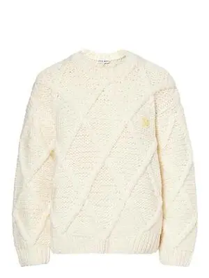 Stine Goya Logo-embroidered Cable-knit Jumper - Porcelain Cream