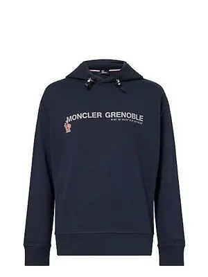 Moncler Logo-embossed Cotton-jersey Hoodie - Navy