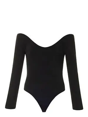 Alaïa Curved Jersey Bodysuit - Noir Alaia