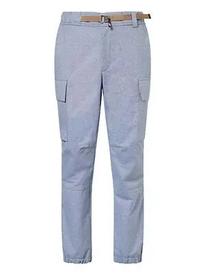 Moncler Patch-pocket Chambray Cotton Trousers - Medium Blue