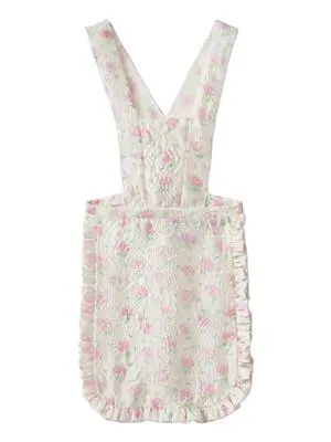 Miu Miu Floral Cloqué Apron - White/ Pink