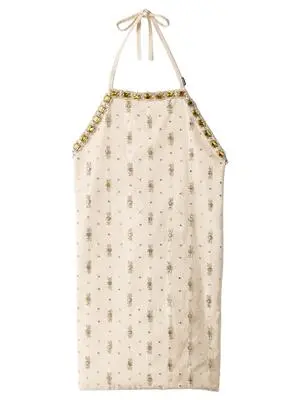 Miu Miu Embellished Canvas Apron - Ecru