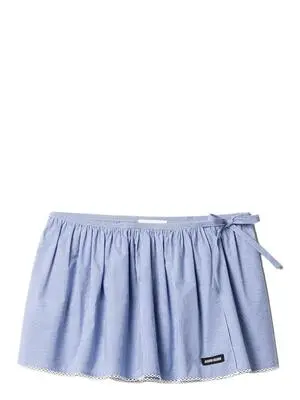 Miu Miu Gingham Check Miniskirt - White/light Blue