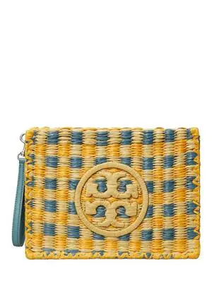 Tory Burch Ella Woven Raffia Wristlet - Deep Slate