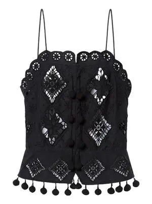 Isabel Marant Nelssy Broderie Anglaise Tank Top - Black