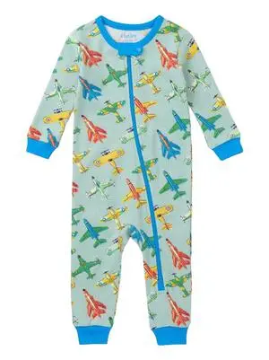 HATLEY Vintage Aircrafts Organic Cotton Zip Romper - Blue
