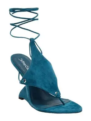 Jeffrey Campbell Pachouli Wedge Sandal - Dusty Turquoise Suede