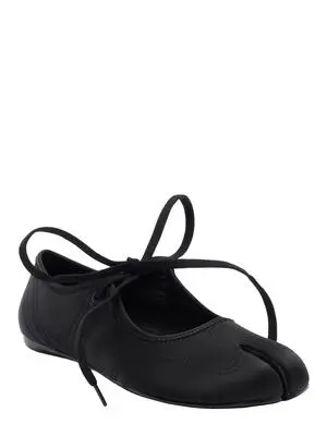 Jeffrey Campbell Saturna Split Toe Mary Jane Flat - Black Satin