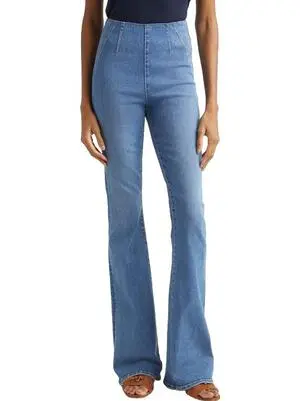 Veronica Beard Beverly High-waist Flare Jeans - Pool Party