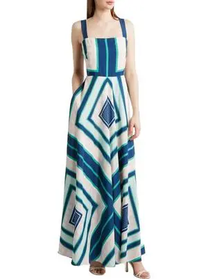 Eliza J Geometric Maxi Sundress - Green