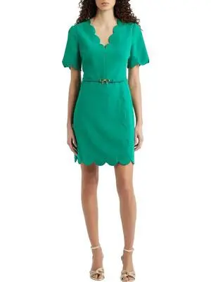 Eliza J Scallop Sheath Dress - Green