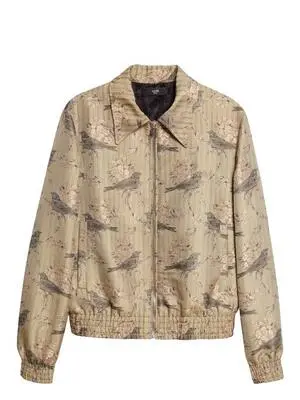 AMIRI Striped Floral Print Blouson Zip Jacket