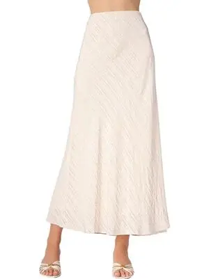 Cami Nyc Piper Metallic Jacquard Stripe Silk Blend Skirt - Oat