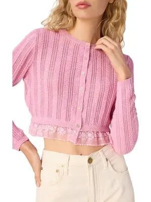 Cami Nyc Pedra Mixed Stitch Cotton Cardigan - Rosebud