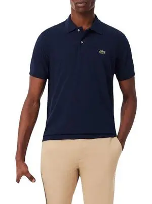 Lacoste Essentials Classic Fit Cotton Blend Piqué Polo Navy Blue
