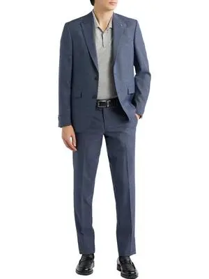 ALLSAINTS Rawdon Slim Fit Wool Tick Weave Peak Lapel Suit - Mid Blue