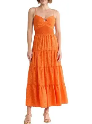 ALICE + OLIVIA Clea Tiered Midi Sundress