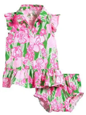Lilly Pulitzer® Mini Riegan Floral Polo Dress With Bloomers - Putting Green Hannah