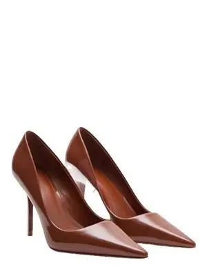 Mango Pointed Toe Pump Cognac