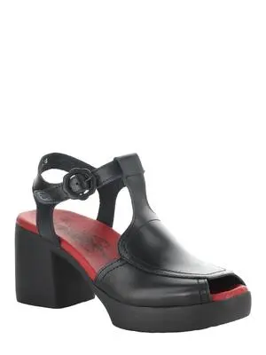 Fly London Platform Sandal With Ankle Strap - Black