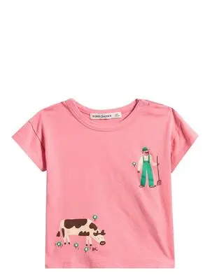 BOBO CHOSES Farm Adventure Organic Cotton T-shirt - Pink