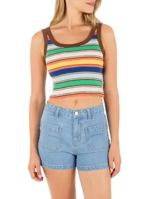 Hurley Haze Stripe Crop Tank - Chocolate
