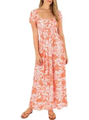 Hurley Paloma Floral Print Maxi Dress - Fruit Punch