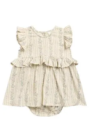RYLEE + CRU Brielle Floral Ruffle Skirted Cotton Bodysuit - Natural