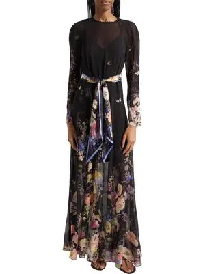 Zimmermann Luna Long Sleeve Maxi Dress - Black Multi Floral