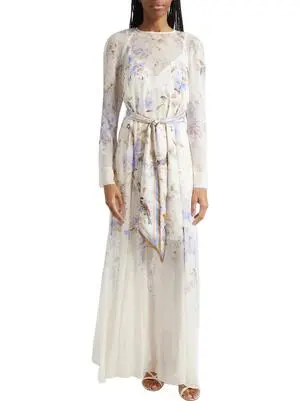 Zimmermann Luna Long Sleeve Maxi Dress - Blue Songbird