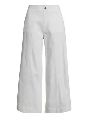 Hue Fine Lines Crop Wide Leg Pants - White