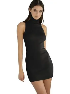 KATHRYN MCCARRON Sophia Sleeveless Turtleneck Dress Black