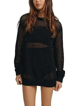 KATHRYN MCCARRON Freja Boyfriend Crochet Sweater Black