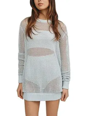 KATHRYN MCCARRON Freja Boyfriend Crochet Sweater Glacier Blue