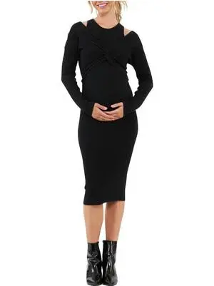 RIPE MATERNITY Nursing Knit Dress - Black