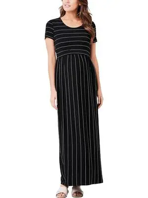 RIPE MATERNITY Maxi Crop Top Nursing Dress - Black/flint