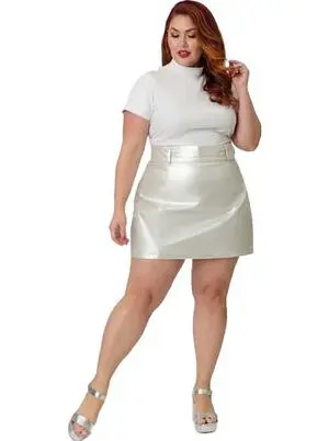 SMAK PARLOUR Belted Mini Skirt - Metallic Silver