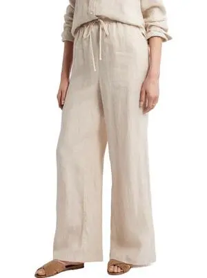 Caslon Easy Wide Leg Linen Pants - Flax