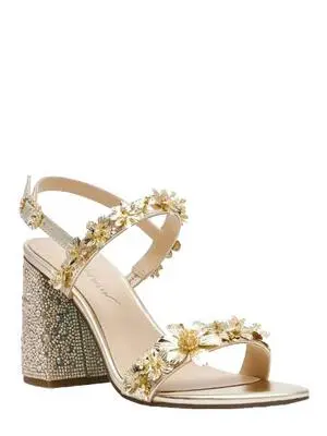 Betsey Johnson Drue Rhinestone Heel Sandals - Light Gold