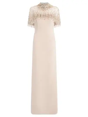Jenny Packham Livia Beaded-embellishment Maxi Dress - Moonstone