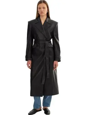LAMARQUE Iolanthe Faux Leather Trench Coat Black