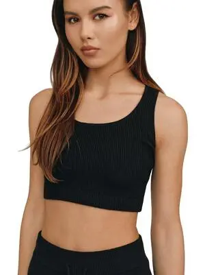 KATHRYN MCCARRON Bardot Cropped Tank Black