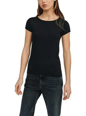 KATHRYN MCCARRON Greta Fitted Cashmere Tee Black